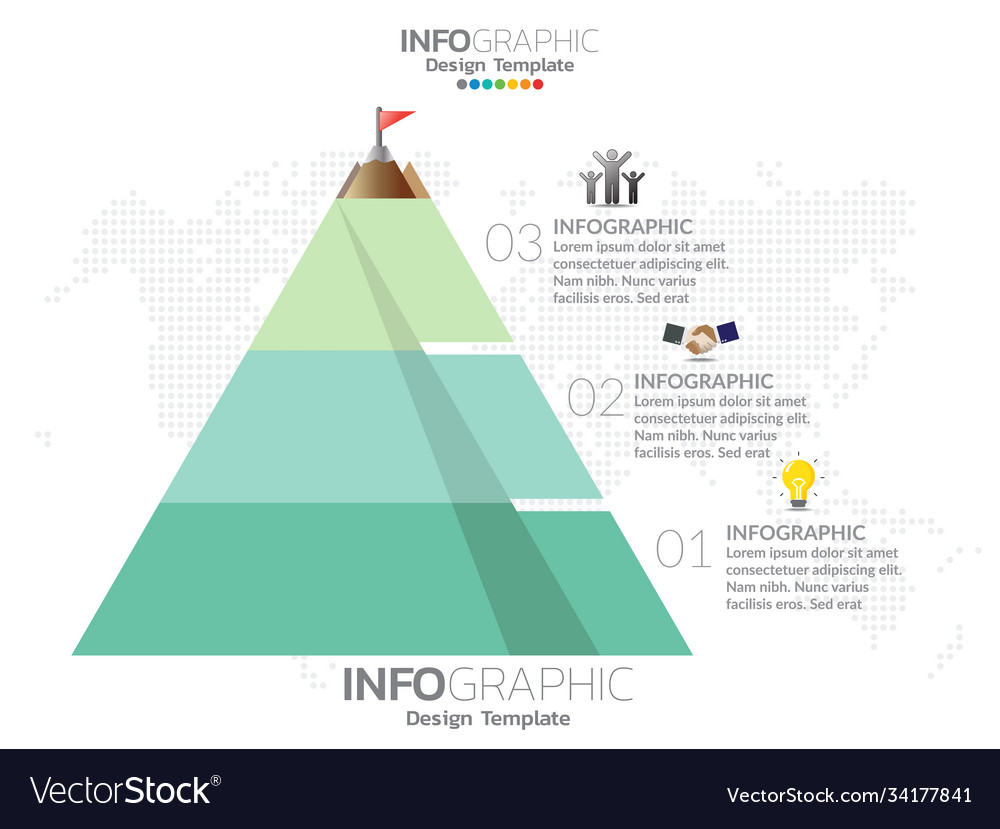 Pyramid or triangle infographic template with 3 Vector Image
