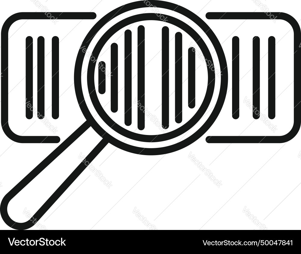 Scan magnifier glass icon outline ticket Vector Image