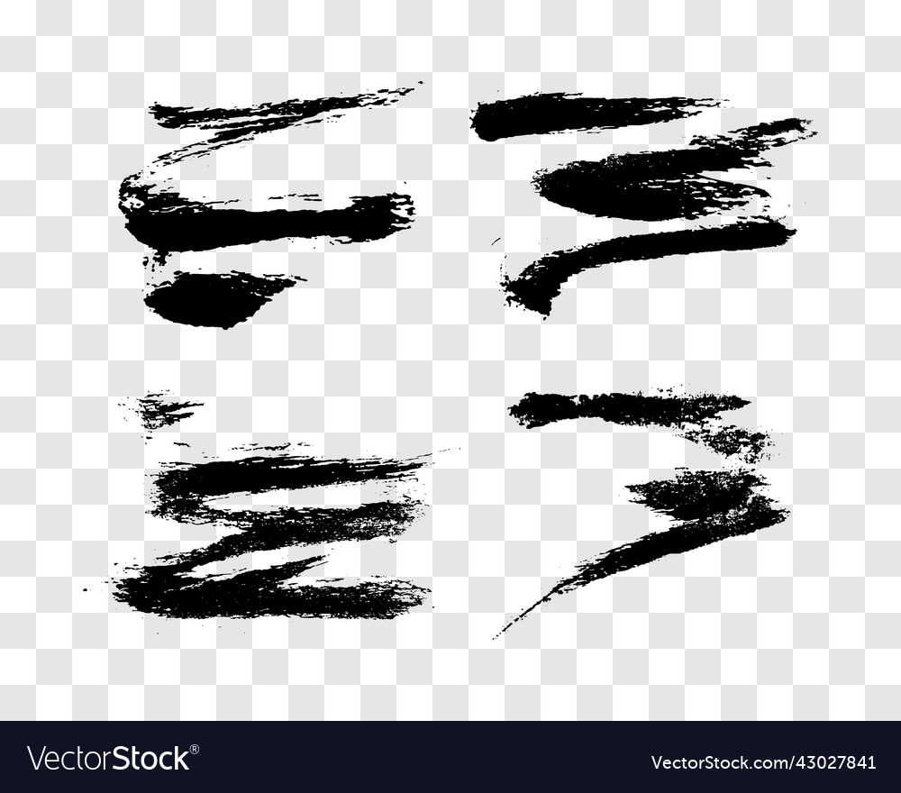 Set of black hand drawn brush strokes Royalty Free Vector