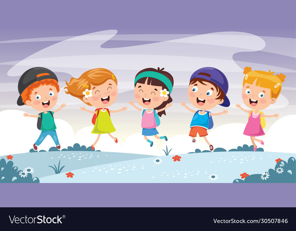 Children playing at nature Royalty Free Vector Image