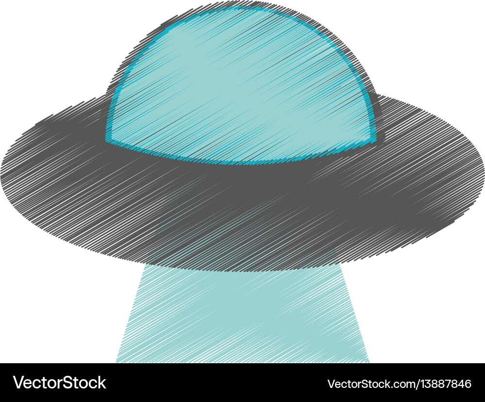 Drawing ufo aliens saucer space Royalty Free Vector Image