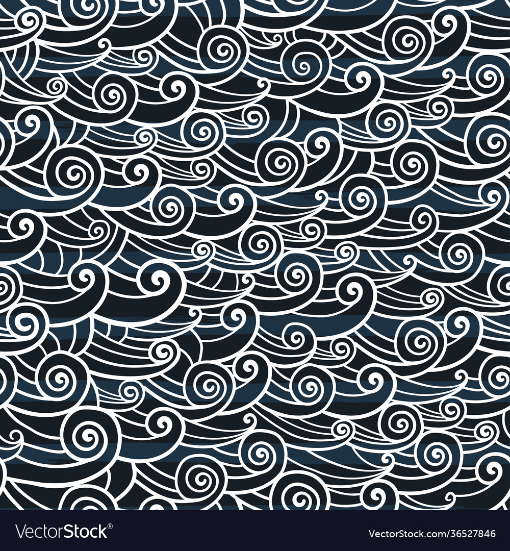 Elegant hand drawn seamless pattern waves Vector Image