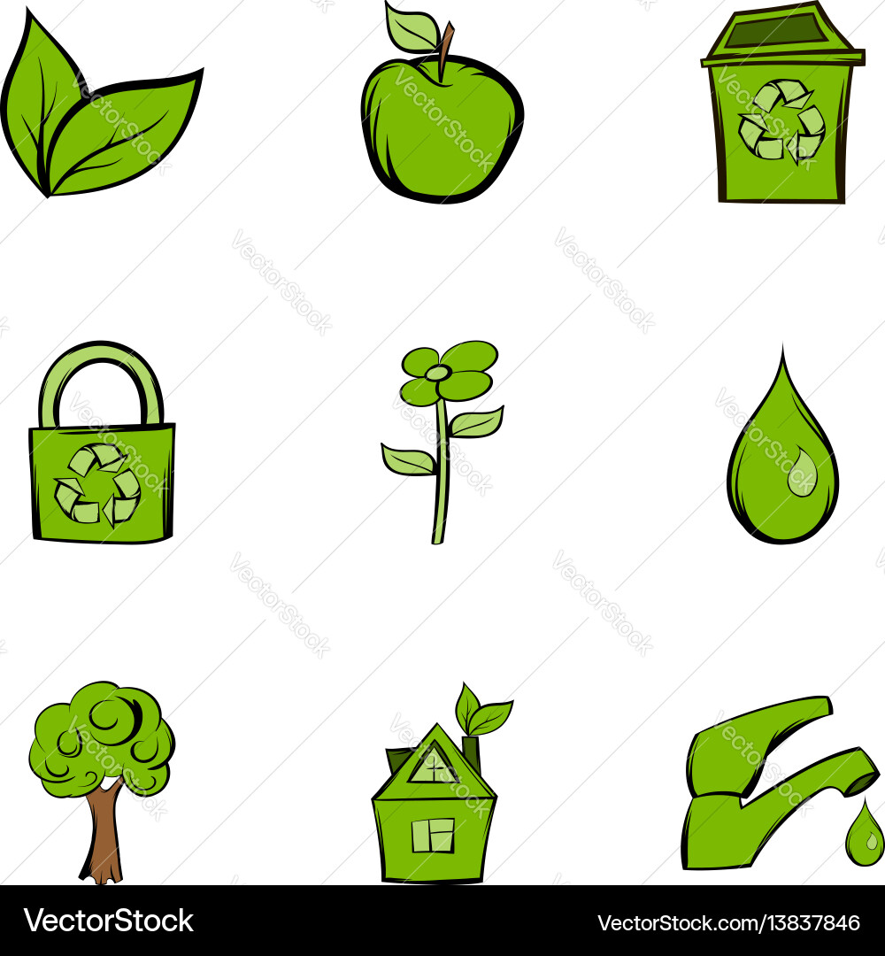 Environment protection icons set cartoon style Vector Image