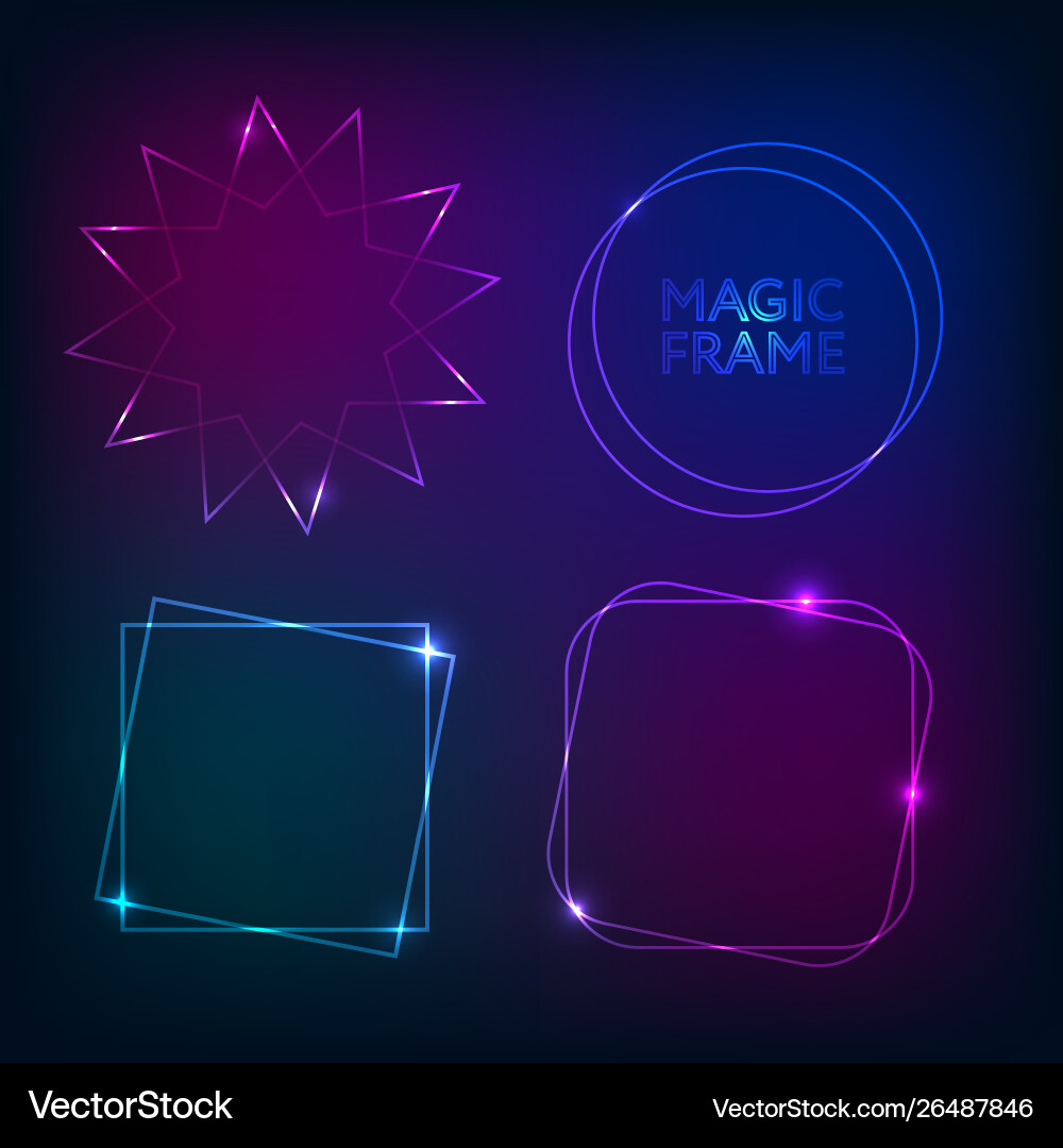 Gold light frames and elements magic shape Vector Image