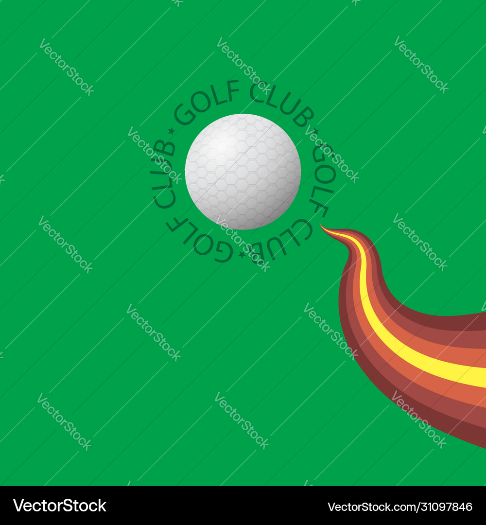 Golf ball icon and club text isolated Royalty Free Vector