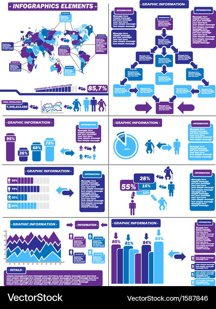 Infographic demographics purple 11 Royalty Free Vector Image