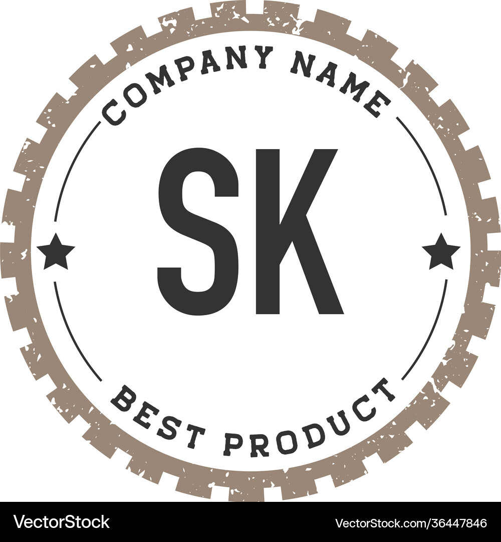 Initial letter sk gear vintage logo concept Vector Image