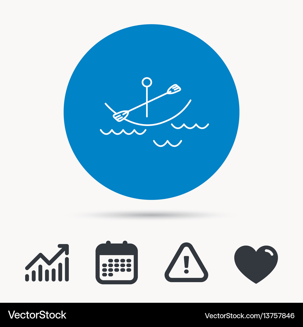 Kayaking on waves icon boating or rafting sign Vector Image