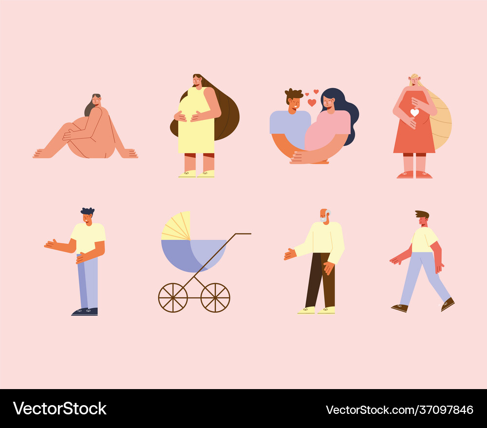 Pregnancy family characters Royalty Free Vector Image