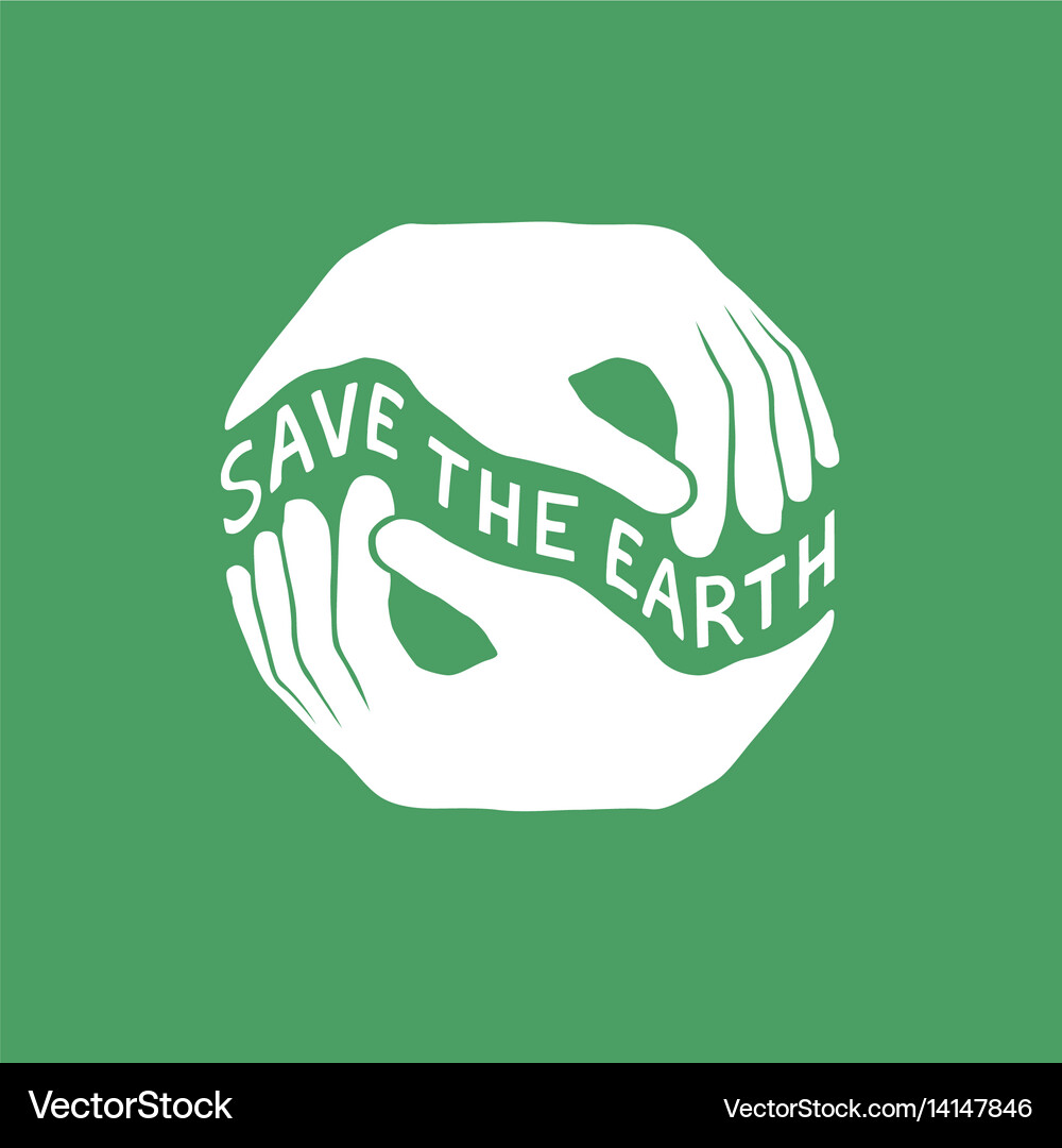 Save the earth earth day concept logo design Vector Image