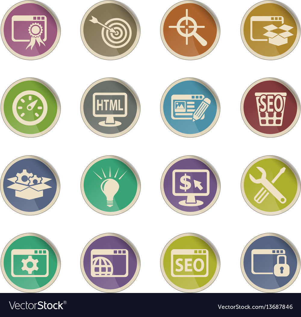 Seo and development icon set Royalty Free Vector Image