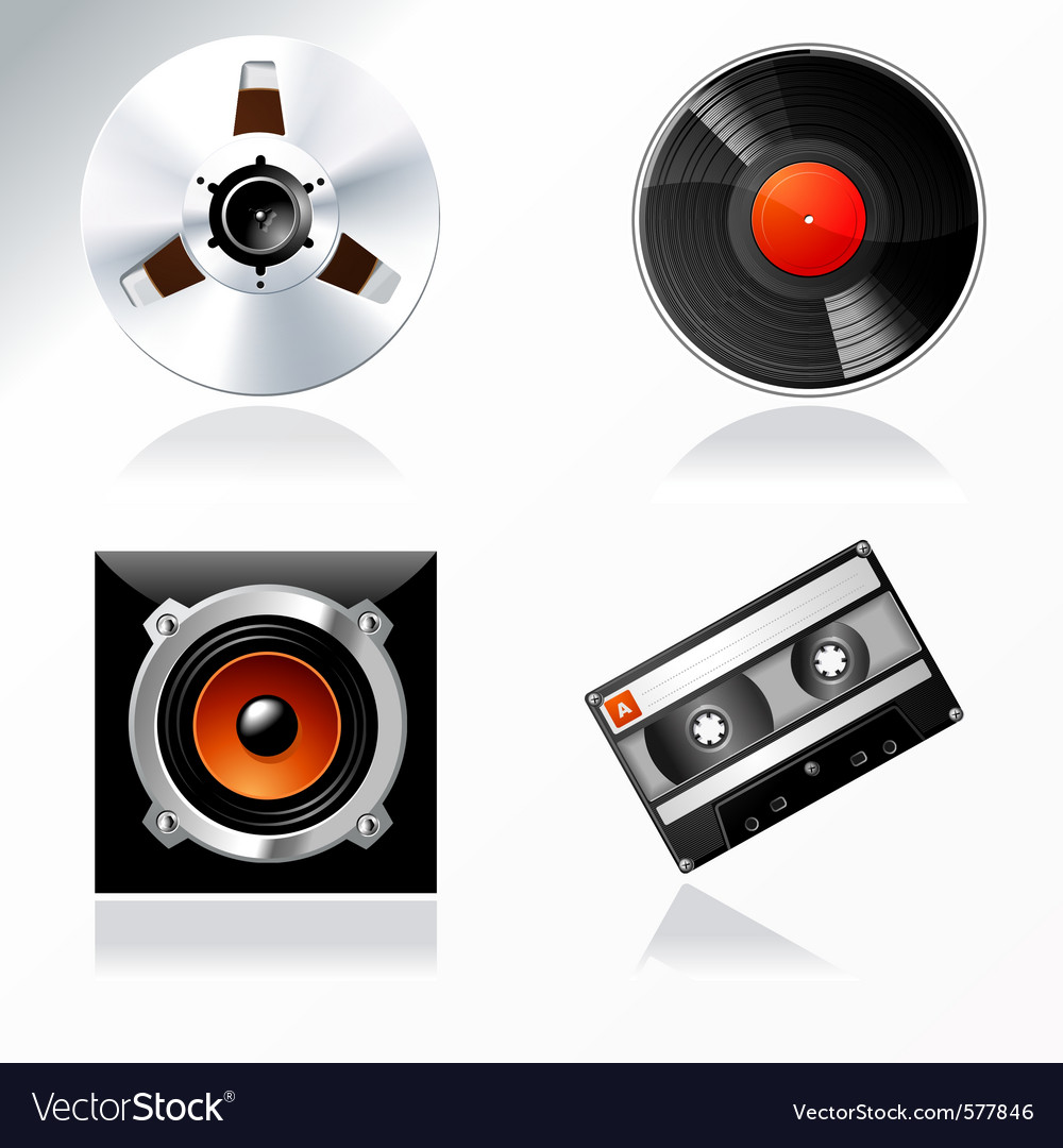 Sound mastering objects icon set Royalty Free Vector Image
