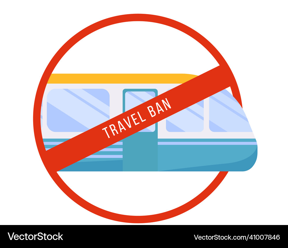 Travel ban cartoon avoid transportation no trip Vector Image