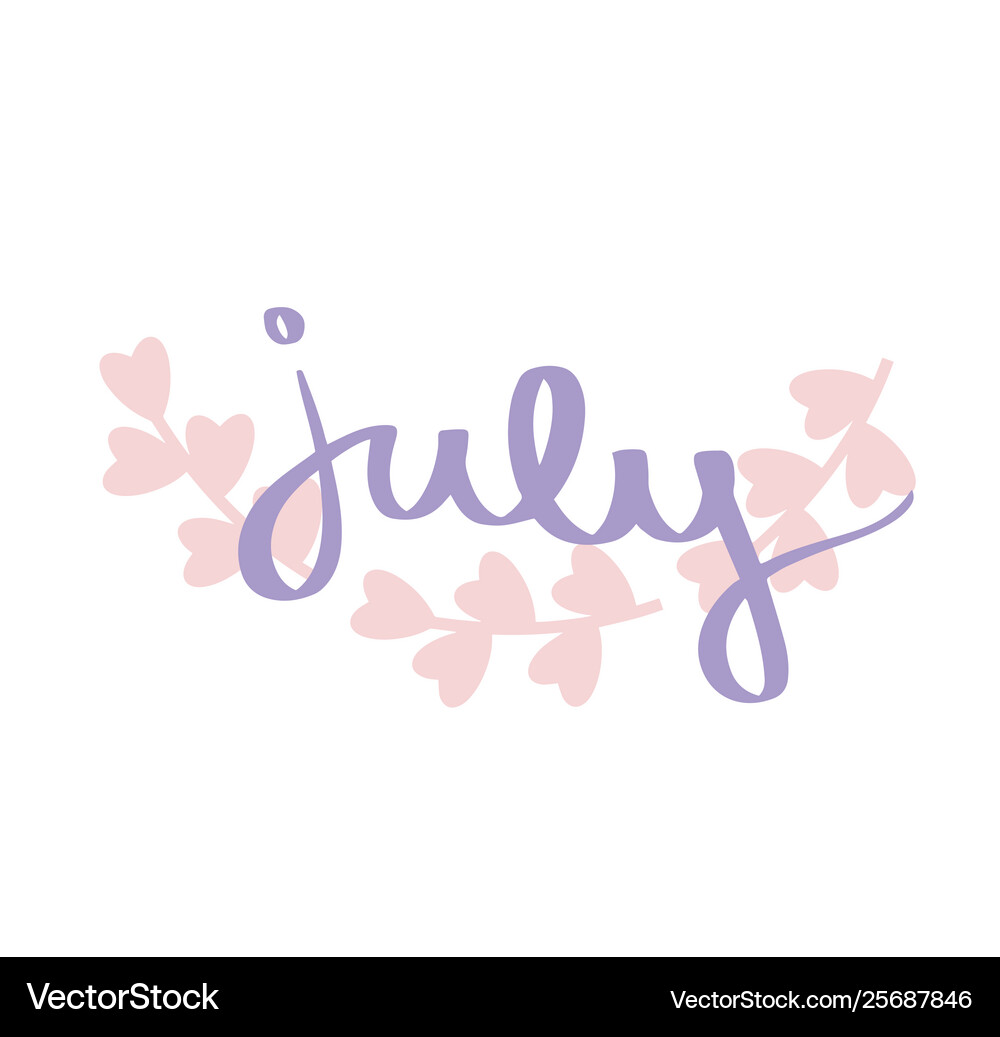 Violet july lettering print text pink leave border