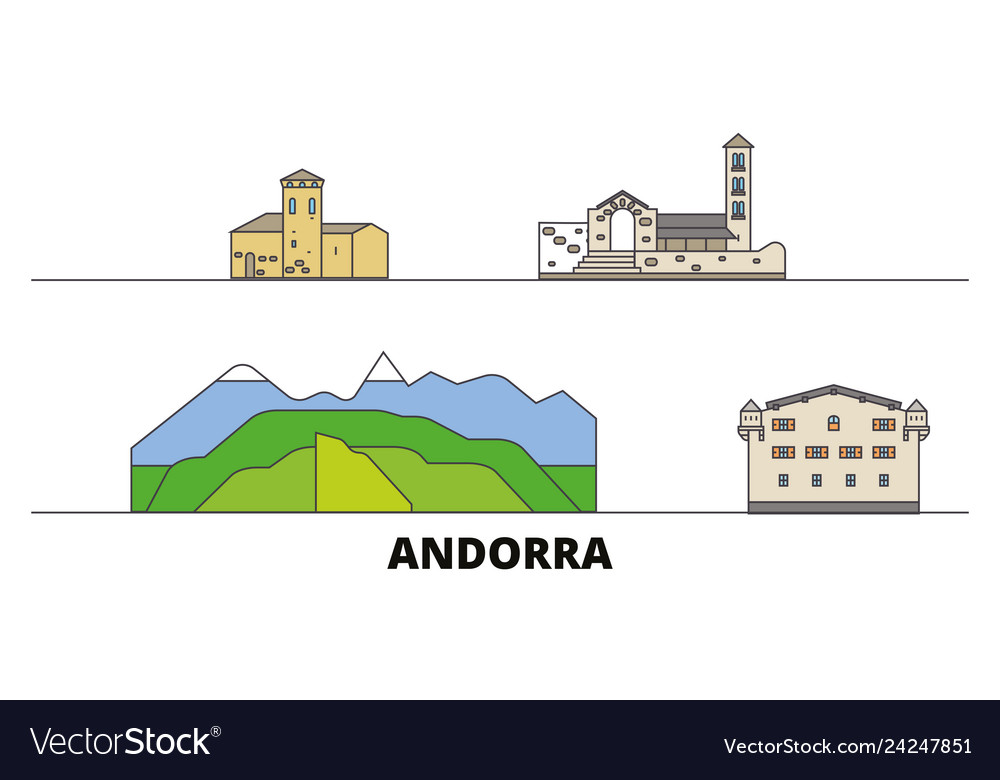 Andorra flat landmarks Royalty Free Vector Image Andorra flat landmarks Royalty Free Vector Image