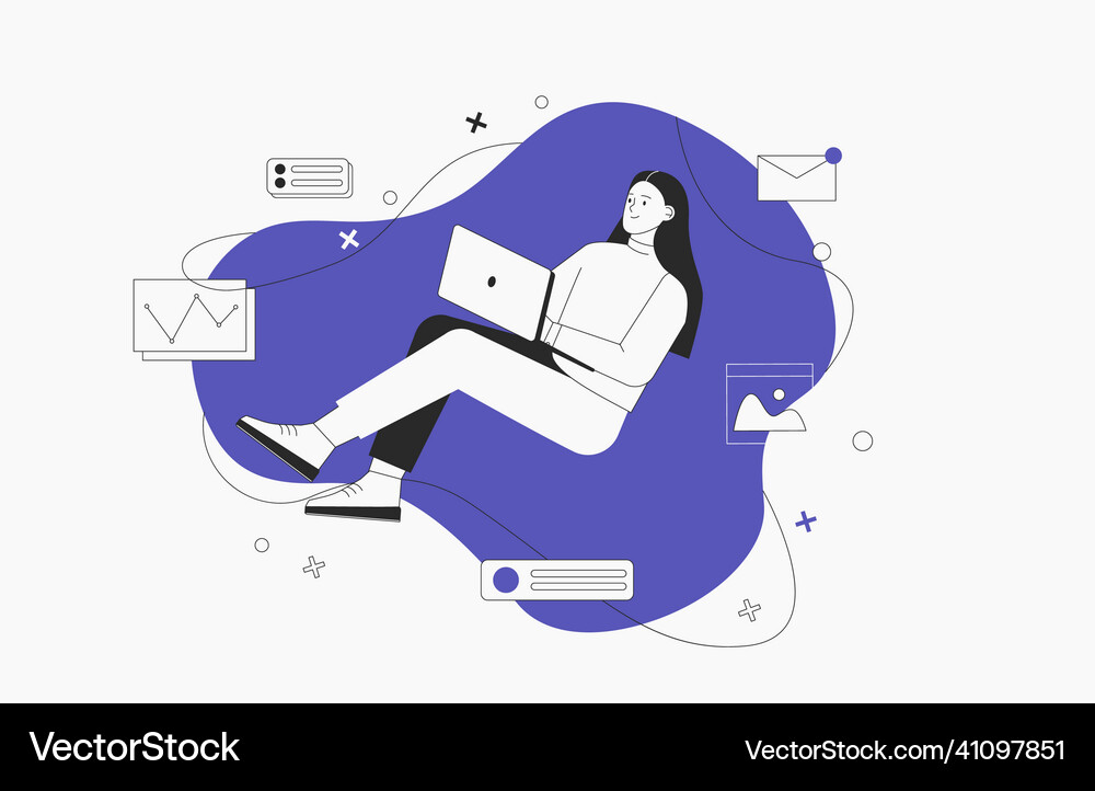 Business woman smm manager programmer sit Vector Image