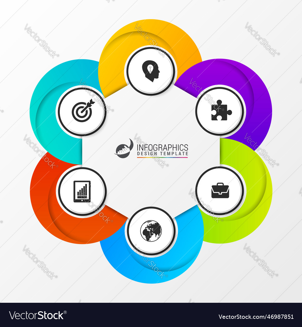 Circle infographics template for diagram six steps