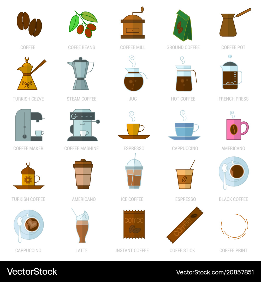 Coffe icon set Royalty Free Vector Image - VectorStock