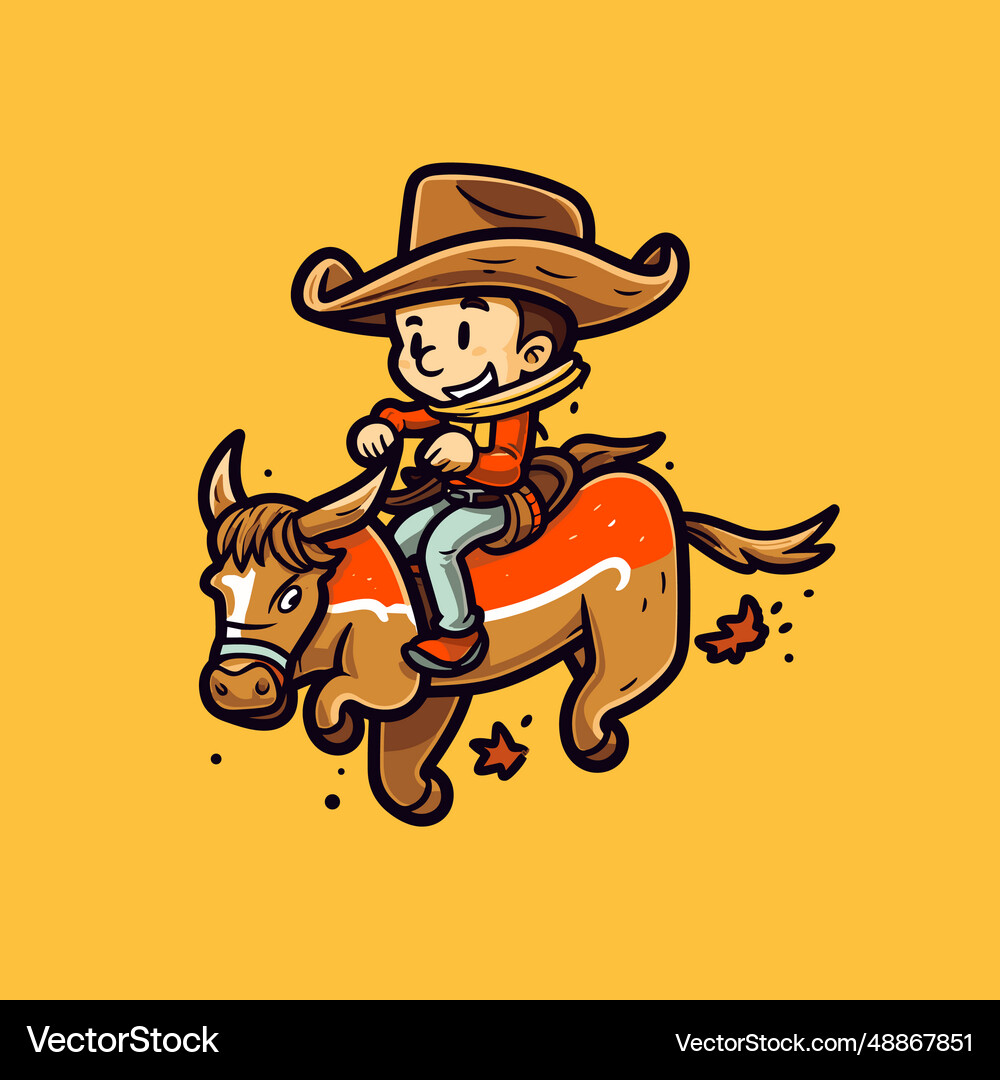 Cowboy riding a bull rodeo Royalty Free Vector Image