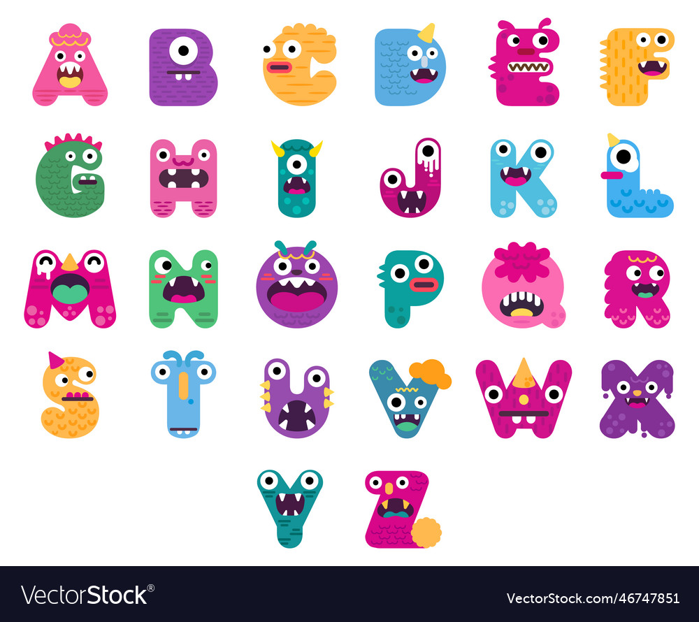 Cute monster a letter alphabet Royalty Free Vector Image