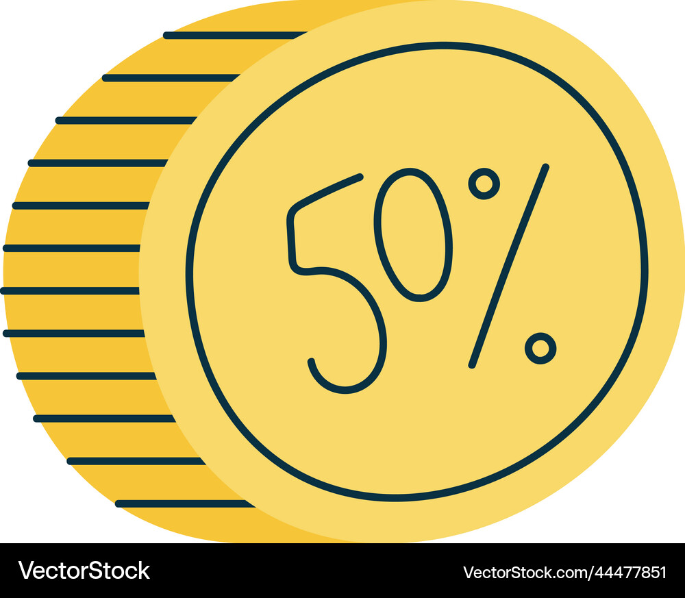 Fifty percent dollar coin Royalty Free Vector Image