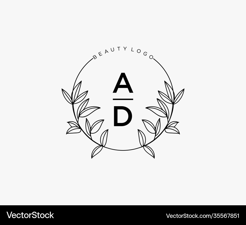 Initial ad letters beautiful floral feminine Vector Image