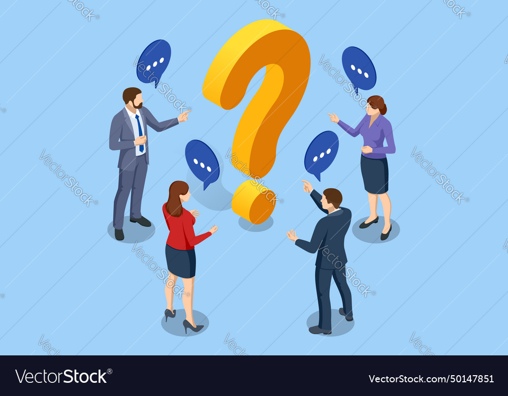 Isometric question marks message box Royalty Free Vector