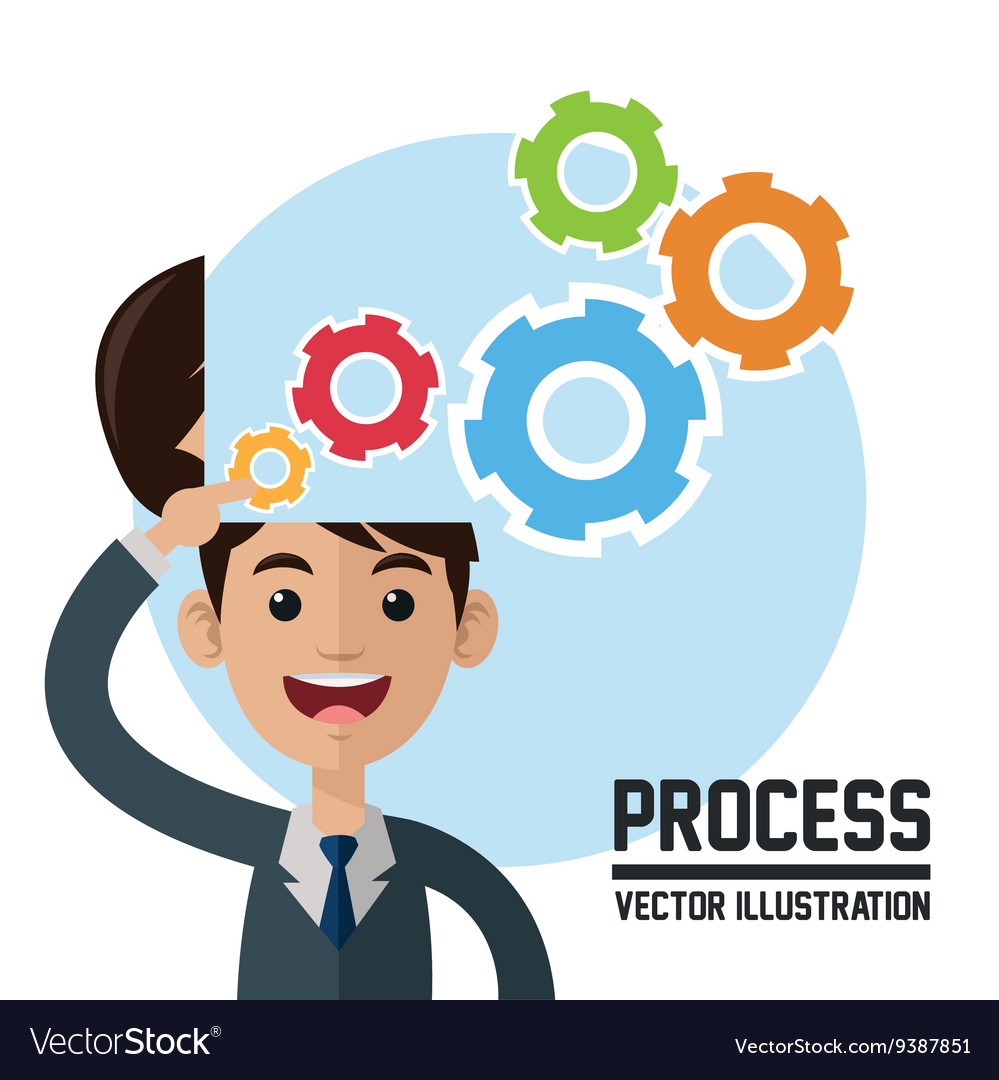 Process design colorful cartoon Royalty Free Vector Image