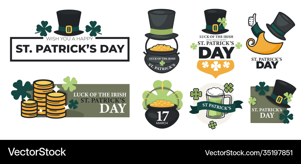 Saint patrick day symbols irish holiday Royalty Free Vector