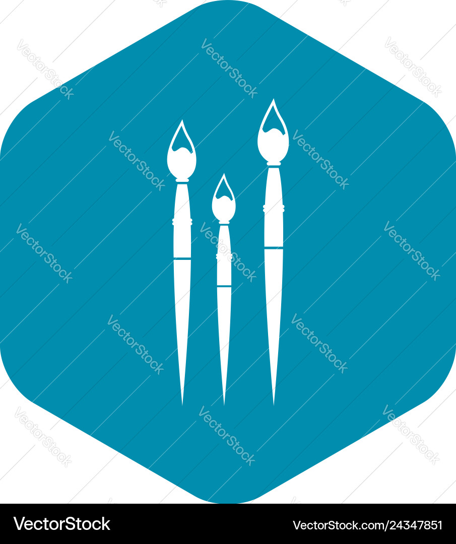 Three brushes for painting icon simple style Vector Image