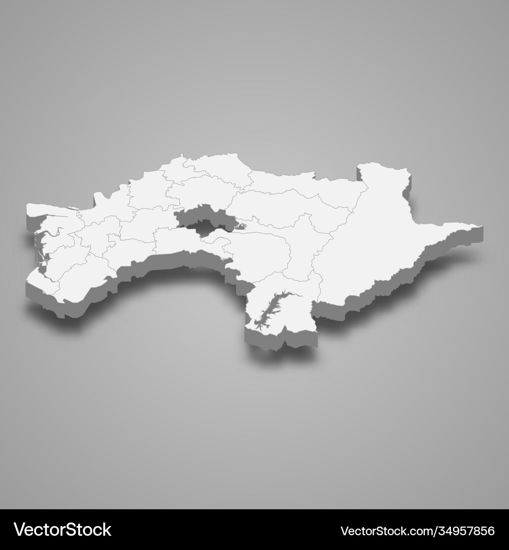3d isometric map chiayi county is a region Vector Image