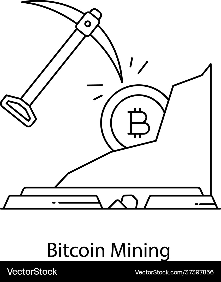 Bitcoin mining Royalty Free Vector Image - VectorStock