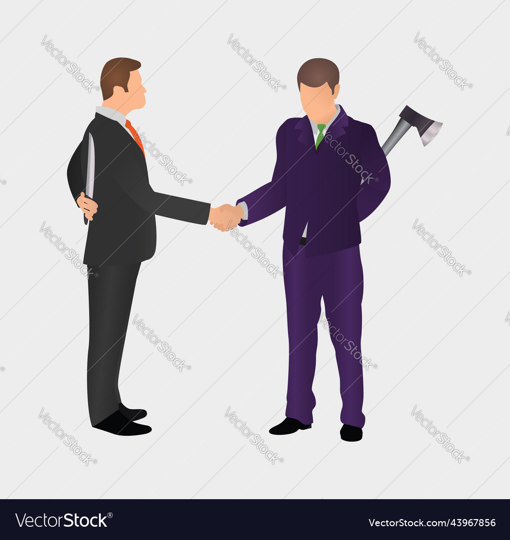Business partners shake hands holding arms behind Vector Image