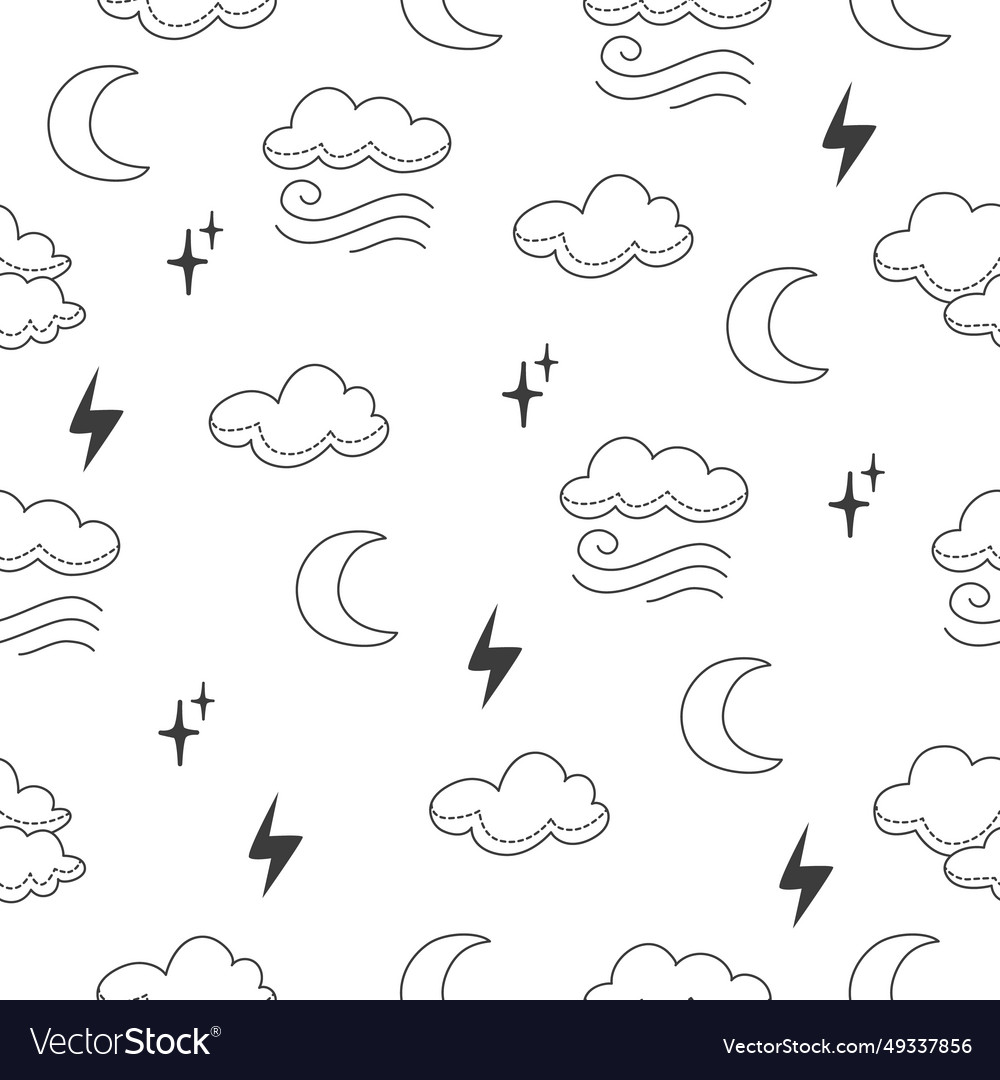 Clouds doodle seamless pattern line cloud Vector Image