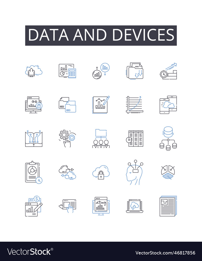 Data and devices line icons collection Royalty Free Vector Data and devices line icons collection Royalty Free Vector