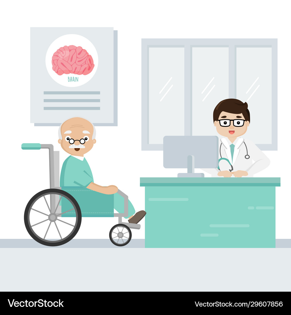 Doctor and brain disease patient Royalty Free Vector Image
