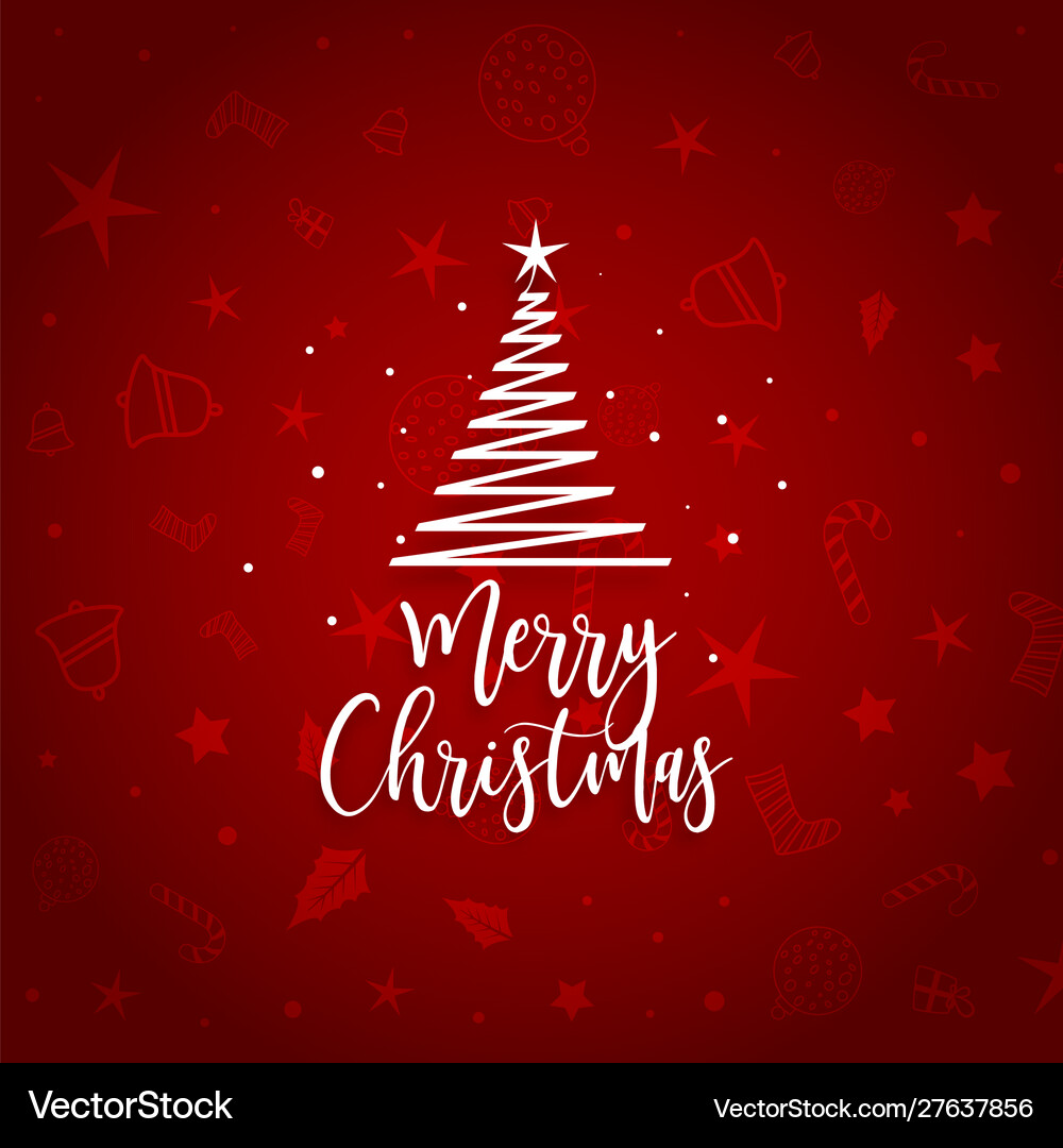 Elegant red merry christmas background tree design