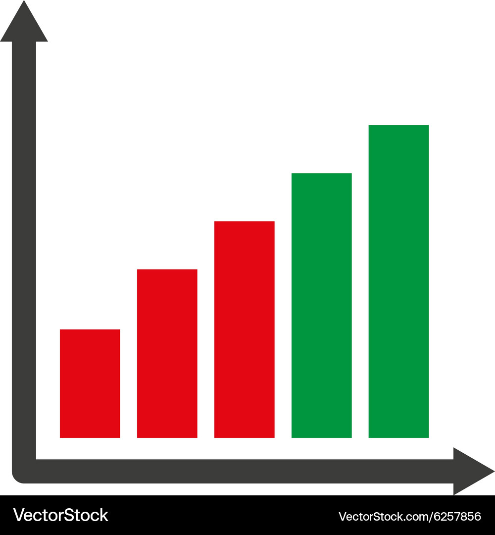Growing graph icon growth and up symbol flat Vector Image