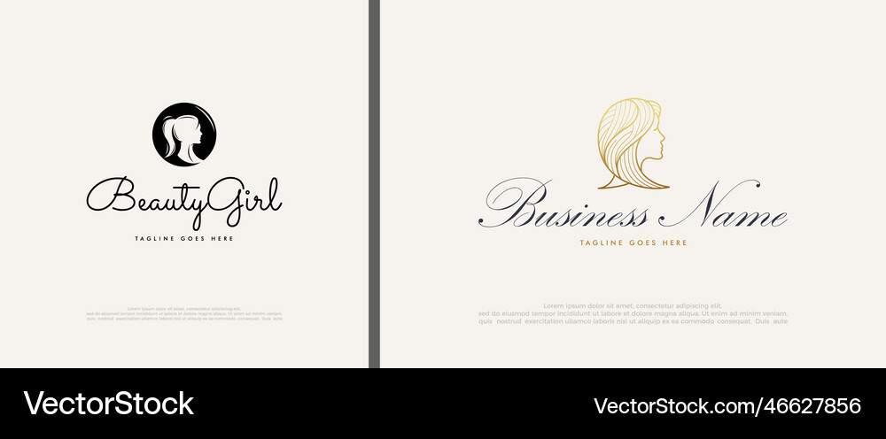 Modern semi-classic logo design for a womans face Vector Image