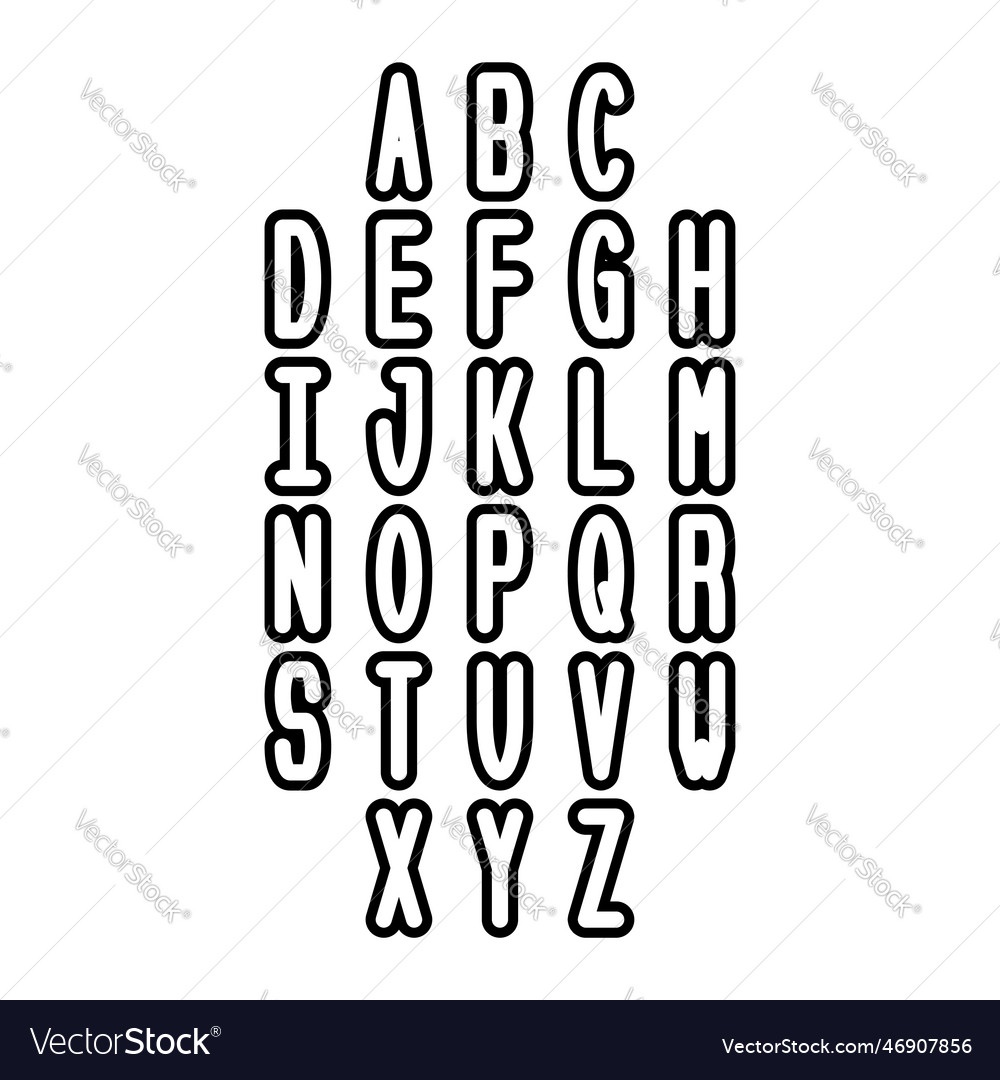 Outline font and alphabetalphabet letters Vector Image
