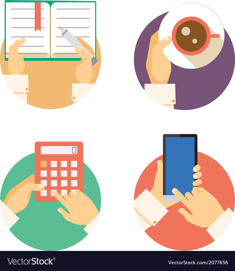 Set business hands icons showing actions Vector Image