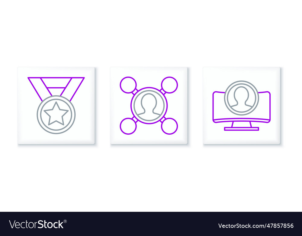 Set line create account screen medal and share Vector Image