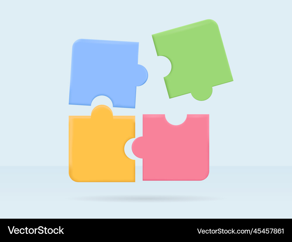 3d of colorful jigsaw puzzle cube strategy Vector Image