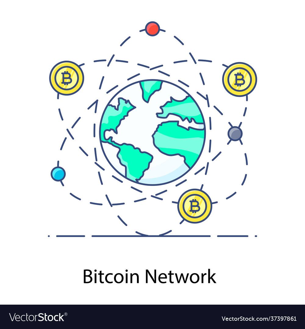 Bitcoin network Royalty Free Vector Image - VectorStock