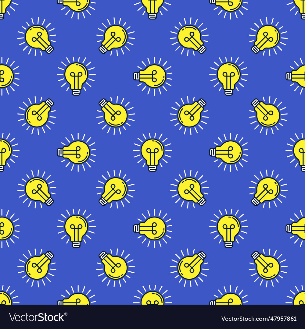 Bulb light concept colored seamless pattern Vector Image