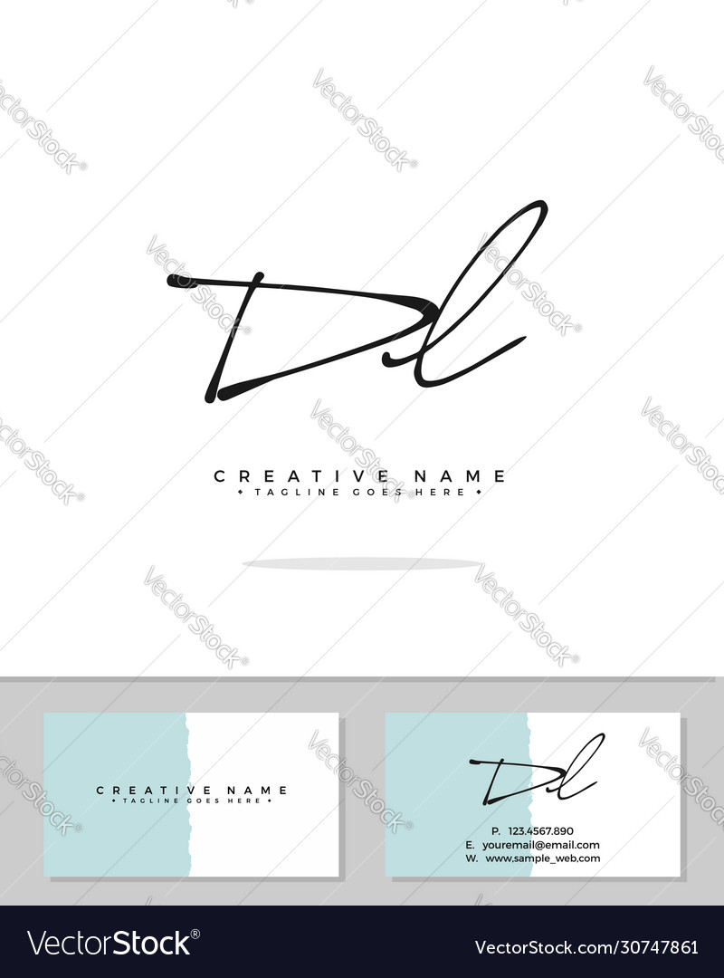 D l dl initial logo signature handwriting Vector Image
