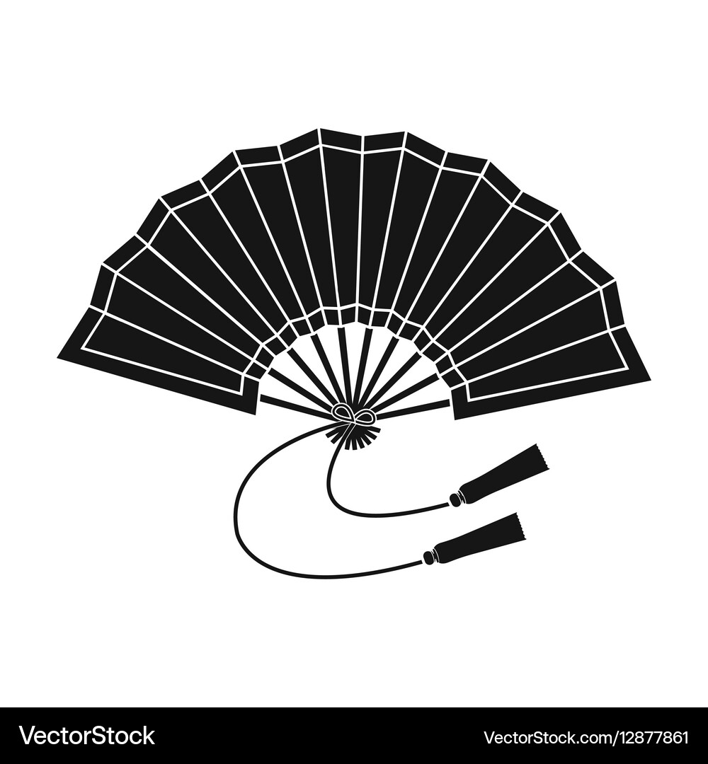 Folding fan icon in black style isolated on white Vector Image