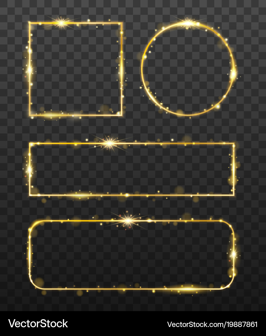 Golden glowing frames with shiny gold sparks Vector Image