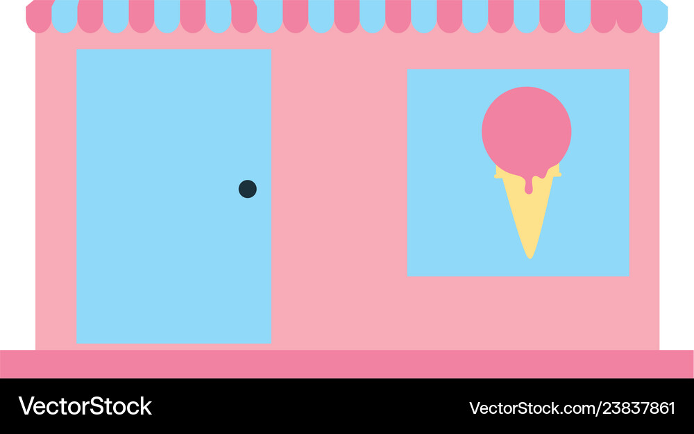 Ice cream store facade with parasol Royalty Free Vector