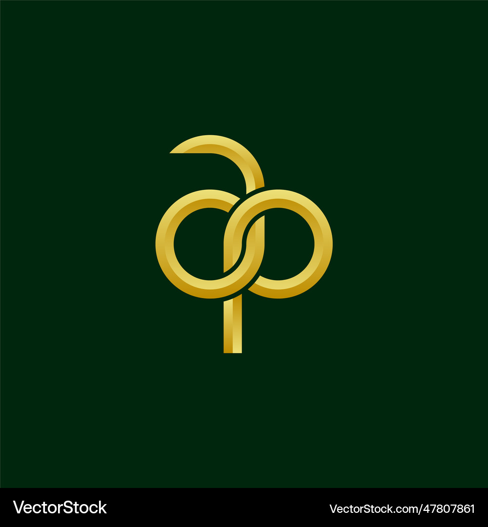 Luxurious golden letters ap logo design Royalty Free Vector